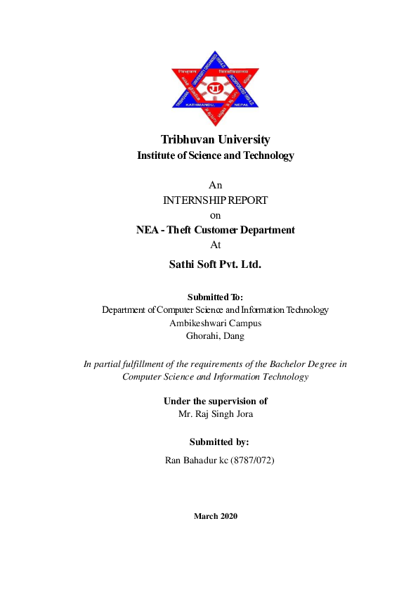 (PDF) An INTERNSHIP REPORT on NEA -Theft Customer Department At Sathi ...