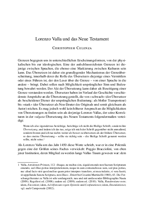 (PDF) Lorenzo Valla und das Neue Testament