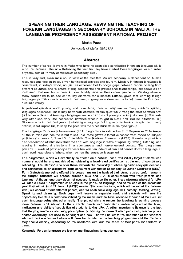 (PDF) SPEAKING THEIR LANGUAGE. REVIVING THE TEACHING OF FOREIGN ...