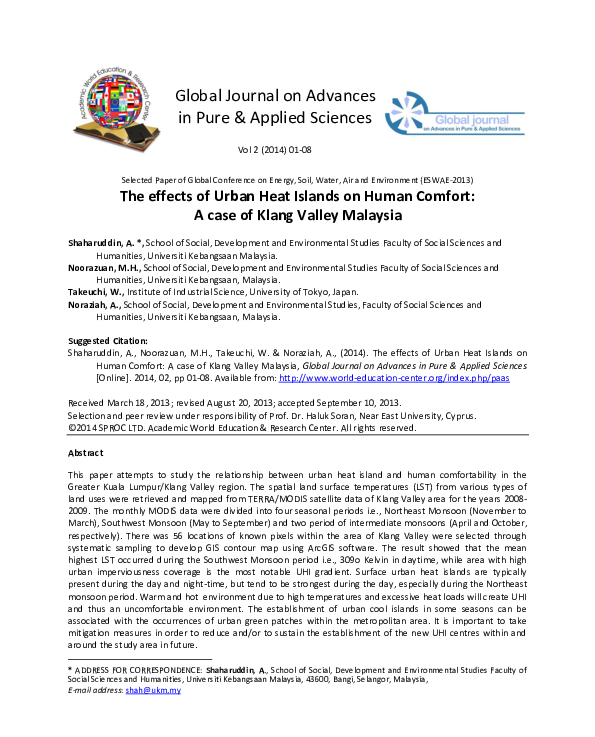 (PDF) The effects of Urban Heat Islands on Human Comfort: A case of ...
