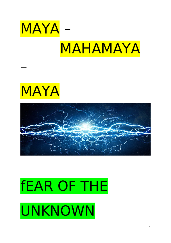 (DOC) MAYA- MAHAMAYA- MAYA. FEAR OF THE UNKNOWN.