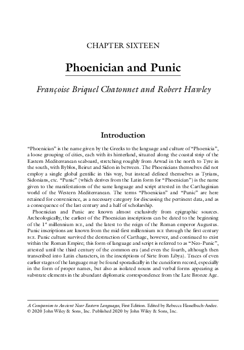 (PDF) Phoenician and Punic