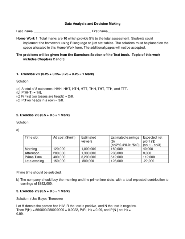 (PDF) Data Analysis and Decision Making