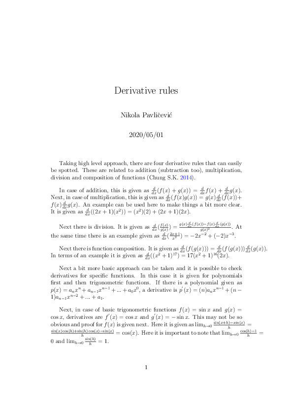 (PDF) Calculus and derivative rules examples