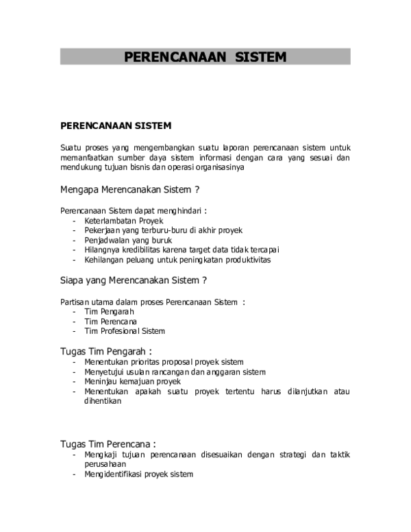 (DOC) Perencanaan Proyek SI