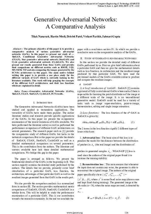 (PDF) Generative Adversarial Networks: A Comparative Analysis