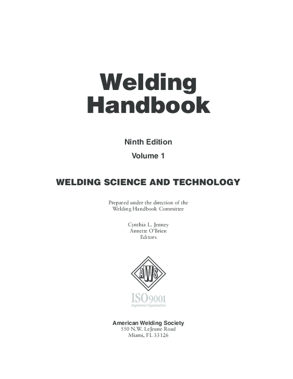 (PDF) WELDING SCIENCE AND TECHNOLOGY Prepared under the direction of ...