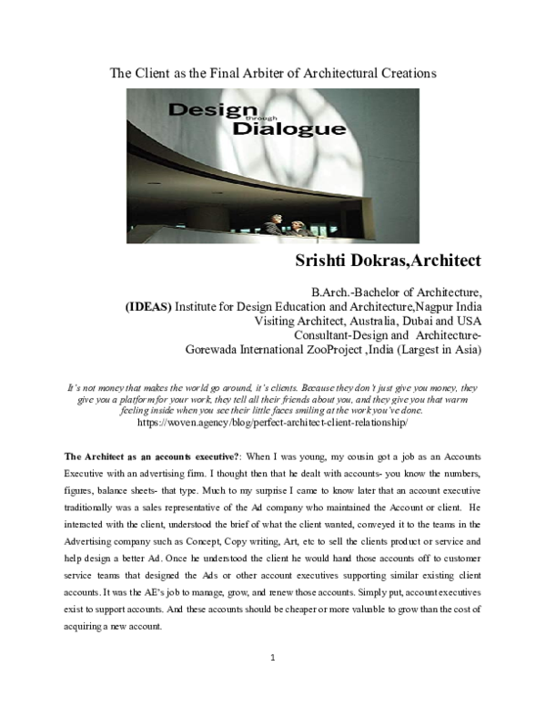 (DOC) The Client as the Final Arbiter of Architectural Creations