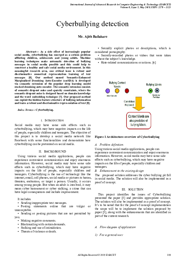 Pdf Cyberbullying Detection