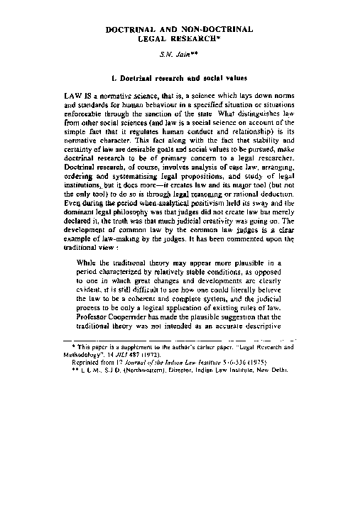 Pdf Doctrinal And Non Doctrinal Legal Research