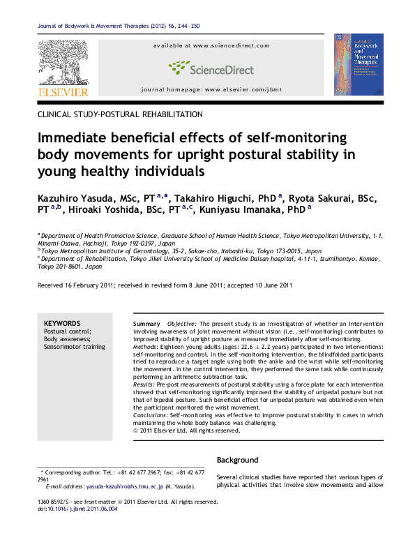(PDF) Immediate beneficial effects of self-monitoring body movements ...