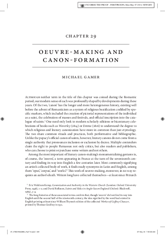 (PDF) Oeuvre-Making and Canon-Formation