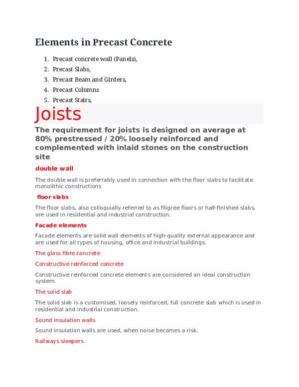(DOC) Elements in Precast Concrete