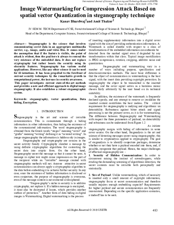 Pdf Image Watermarking For Compression Attack Based On Spatial Vector Quantization In