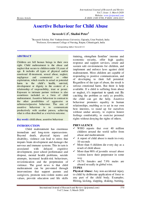 (PDF) Assertive Behaviour for Child Abuse