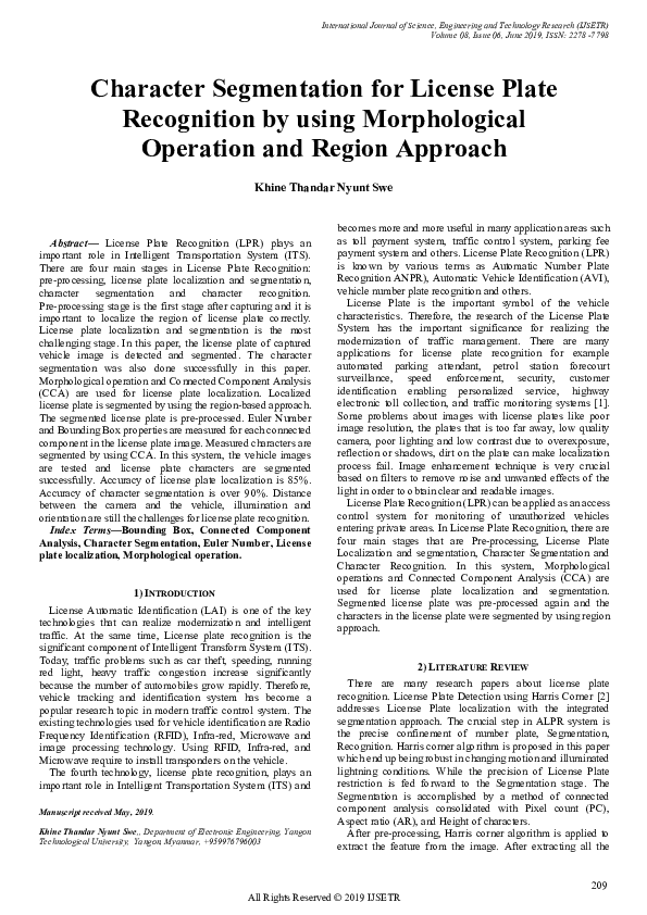 Pdf Character Segmentation For License Plate Recognition By Using