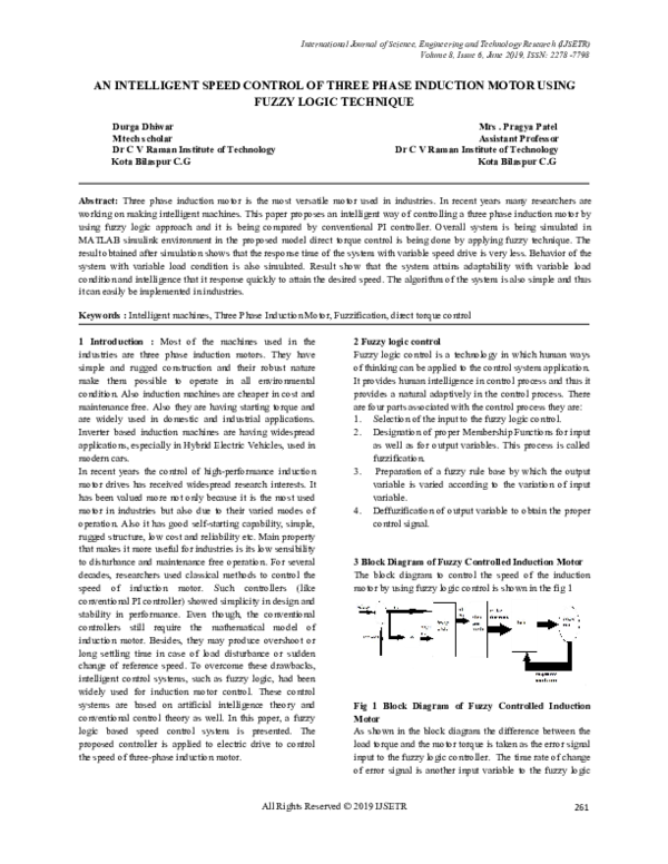 (PDF) Fuzzy Logic Speed Control for Induction Motors