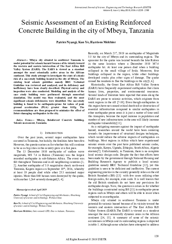 (PDF) Seismic Assessment of an Existing Reinforced Concrete Building in ...