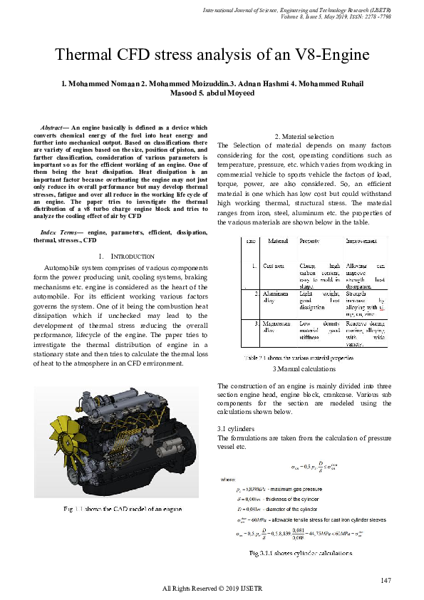 (PDF) Thermal CFD stress analysis of an V8-Engine