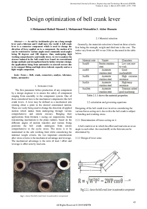(PDF) Design optimization of bell crank lever