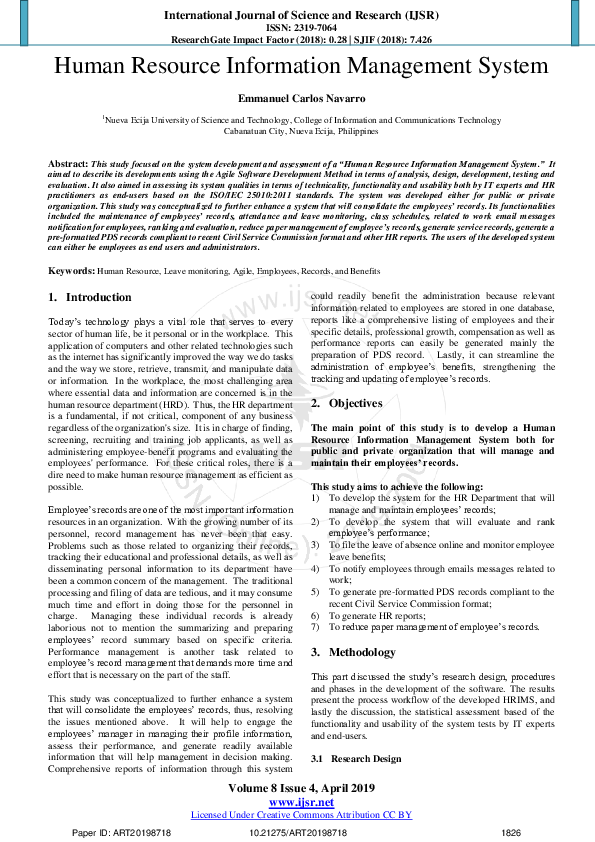 (PDF) Human Resource Information Management System