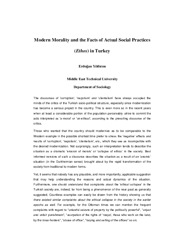(PDF) Modern Morality and the Facts of Actual Social Practices (Ethos ...