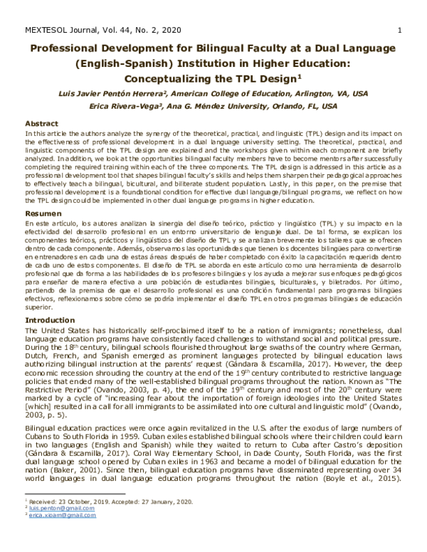 (PDF) Professional development for bilingual faculty at a dual language ...