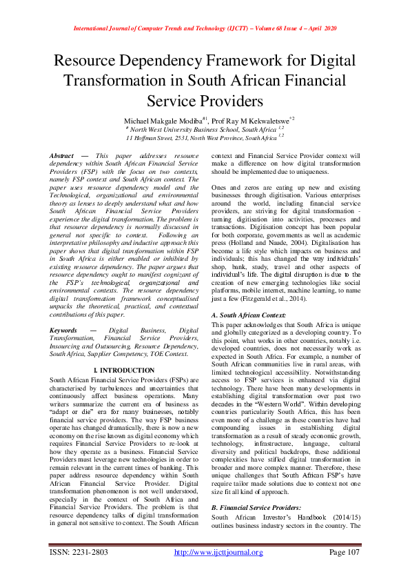 (PDF) Resource Dependency Framework for Digital Transformation in South ...