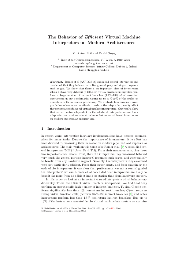 (PDF) The behavior of efficient virtual machine interpreters on modern ...
