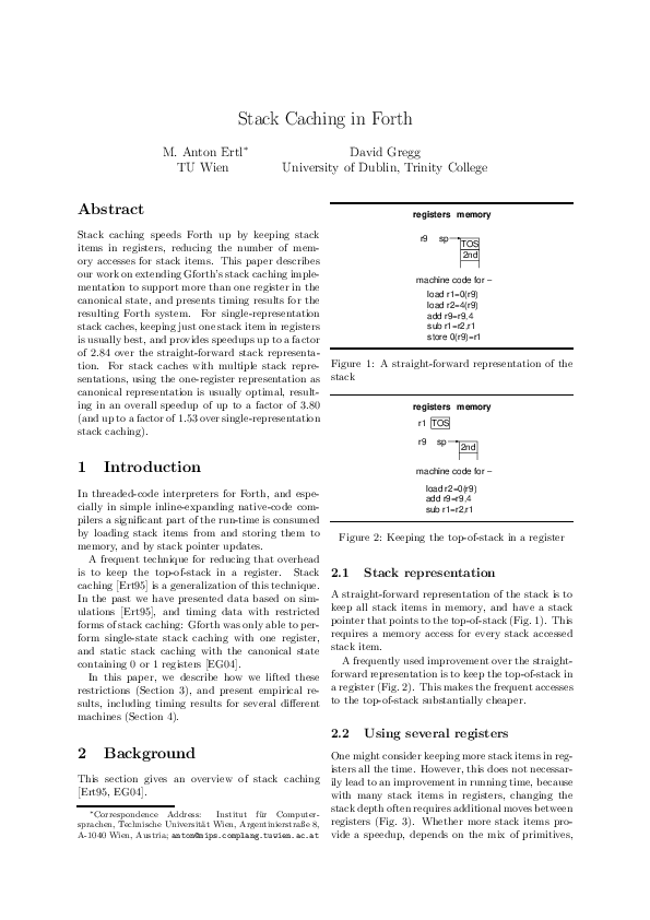 (PDF) Stack Caching in Forth
