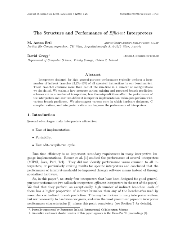 (PDF) The structure and performance of efficient interpreters