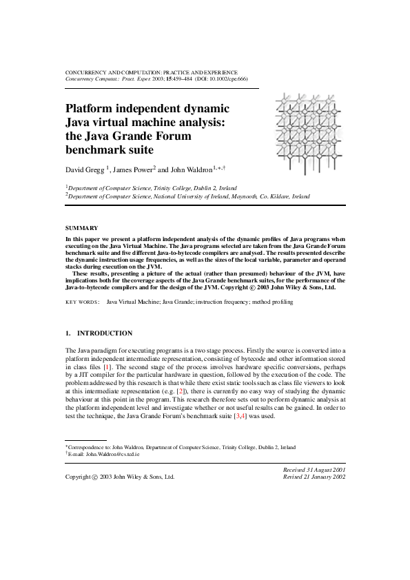 (PDF) Platform independent dynamic Java virtual machine analysis: the Java Grande Forum ...