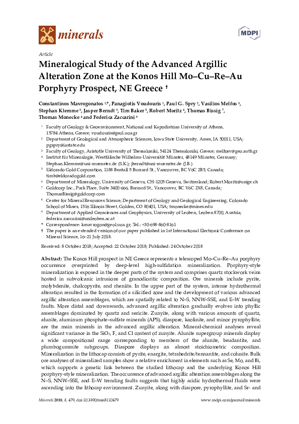(PDF) Mineralogical Study of the Advanced Argillic Alteration Zone at ...