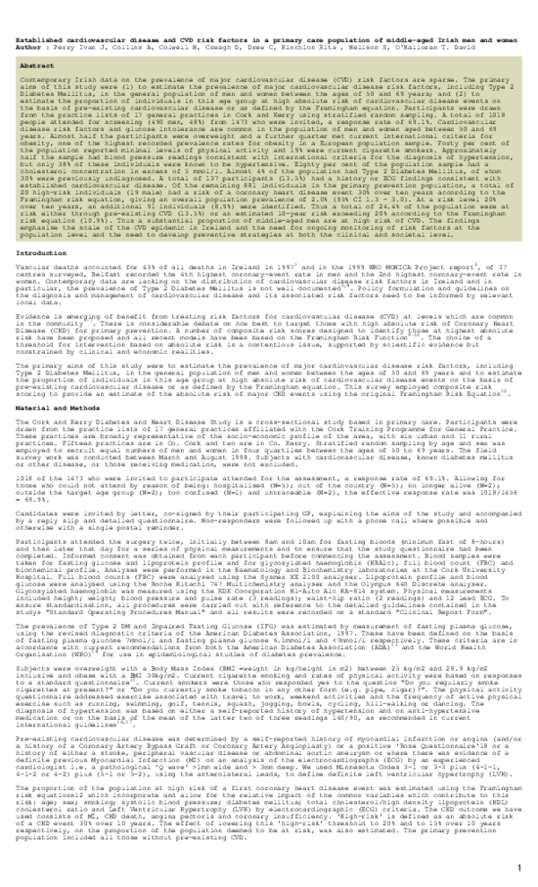 (PDF) Established cardiovascular disease and CVD risk factors in a ...