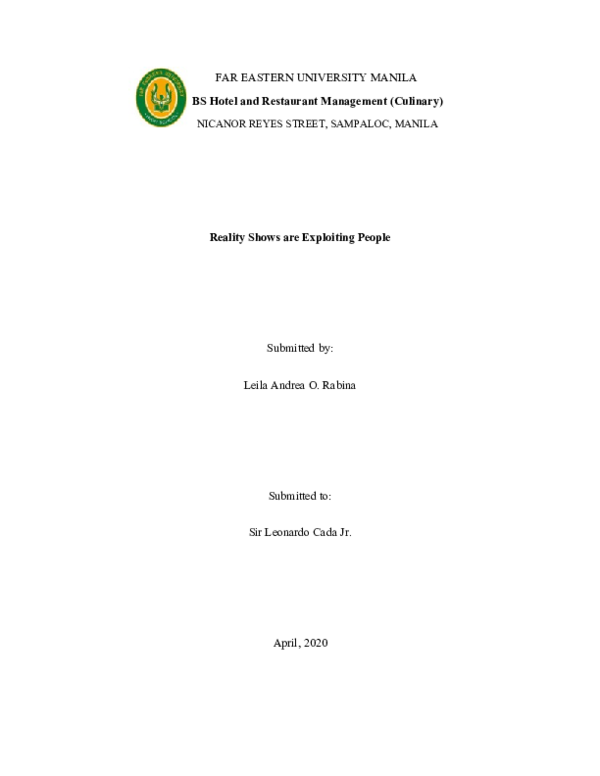 (DOC) Reality Shows are Exploiting People