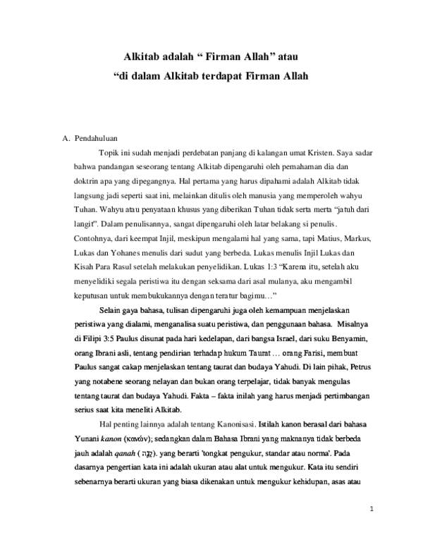(PDF) Alkitab adalah " Firman Allah" atau "di dalam Alkitab terdapat Firman Allah