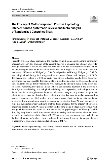 (PDF) The Efficacy of Multi-component Positive Psychology Interventions: A Systematic Review and ...