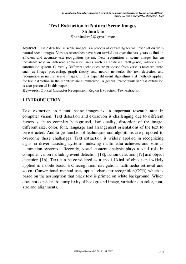 (PDF) Text Extraction in Natural Scene Images