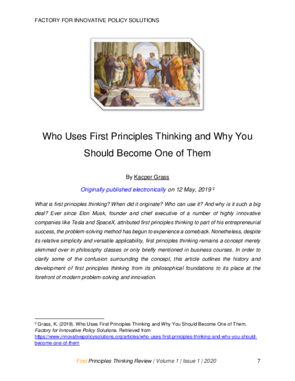 (PDF) Who Uses First Principles Thinking and Why You Should Become One ...