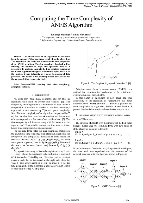 Pdf Computing The Time Complexity Of Anfis Algorithm