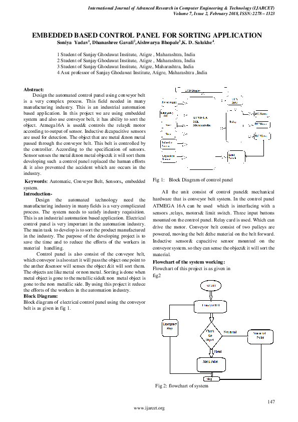 (PDF) EMBEDDED BASED CONTROL PANEL FOR SORTING APPLICATION