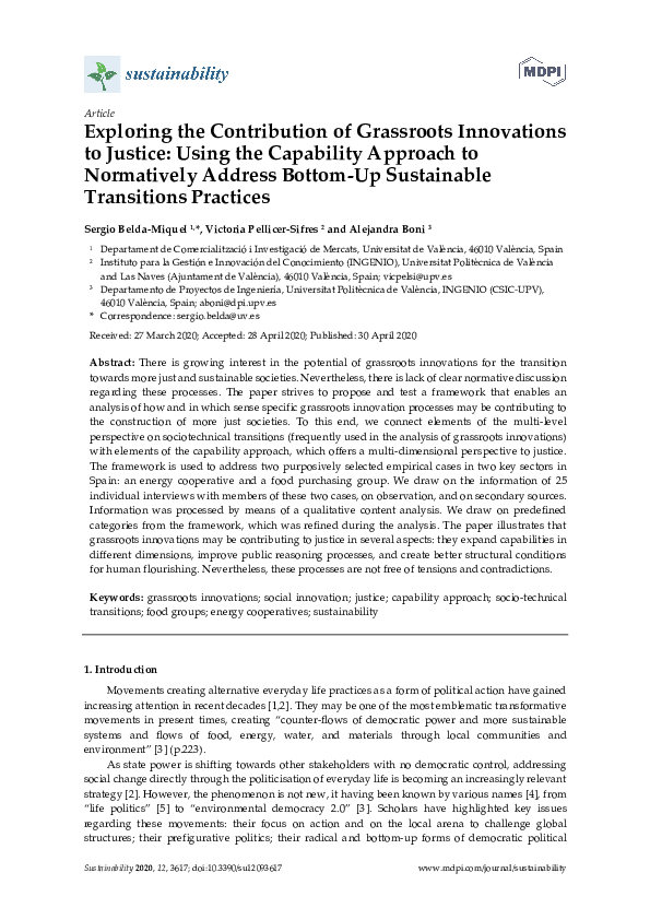 (PDF) Exploring the Contribution of Grassroots Innovations to Justice ...