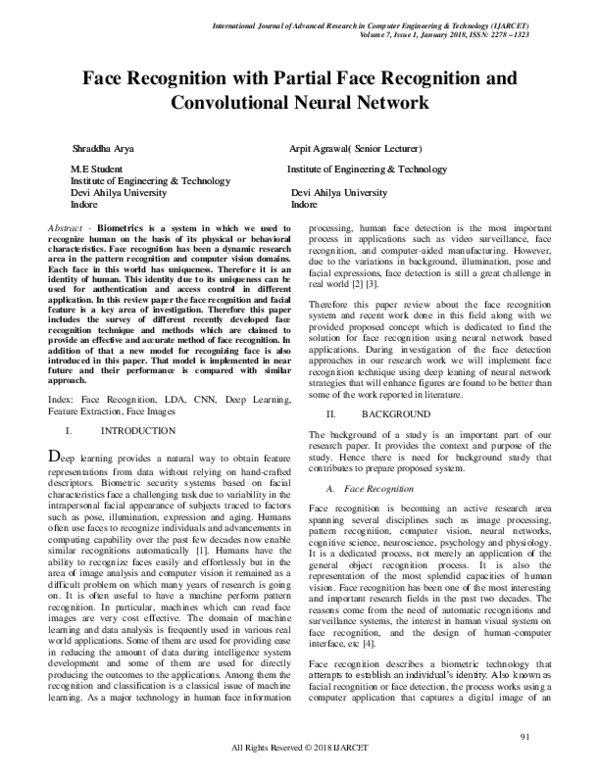 (PDF) Face Recognition with Partial Face Recognition and Convolutional Neural Network Shraddha ...