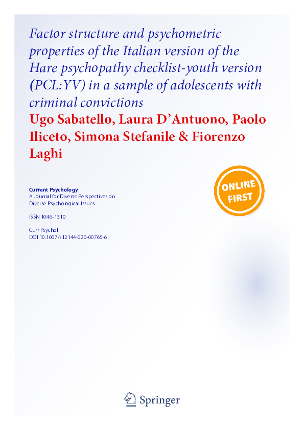 (PDF) Factor structure and psychometric properties of the Italian ...
