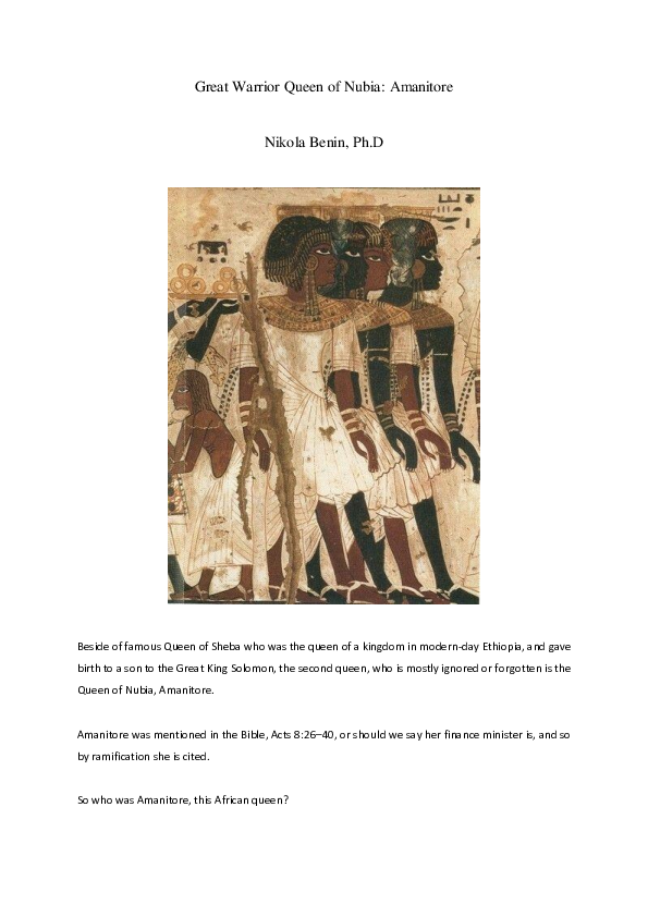(PDF) Great Warrior Queen of Nubia: Amanitore