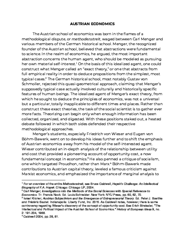 (PDF) The Austrian School of Economics