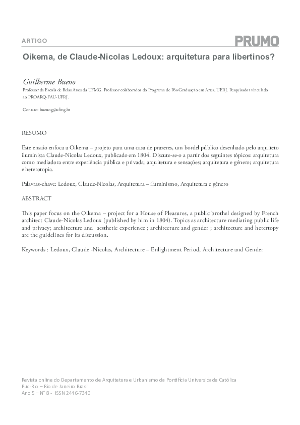 (PDF) Oikema, de Claude-Nicolas Ledoux: arquitetura para libertinos