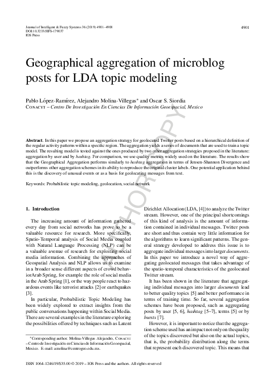 Pdf Geographical Aggregation Of Microblog Posts For Lda Topic Modeling