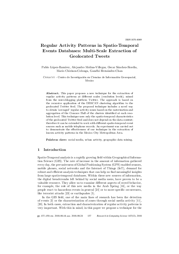 Pdf Regular Activity Patterns In Spatio Temporal Events Databases