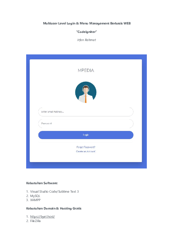 Pdf Multiuser Level Login And Menu Management Berbasis Web Codeigniter